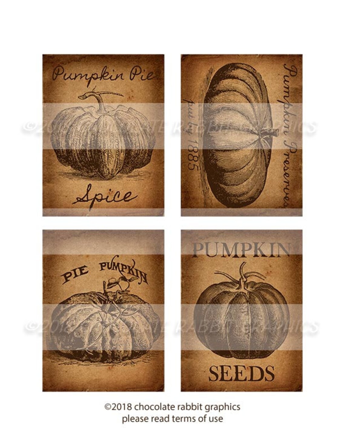 Vintage Style Pumpkin Labels Primitive Labels Country | Etsy