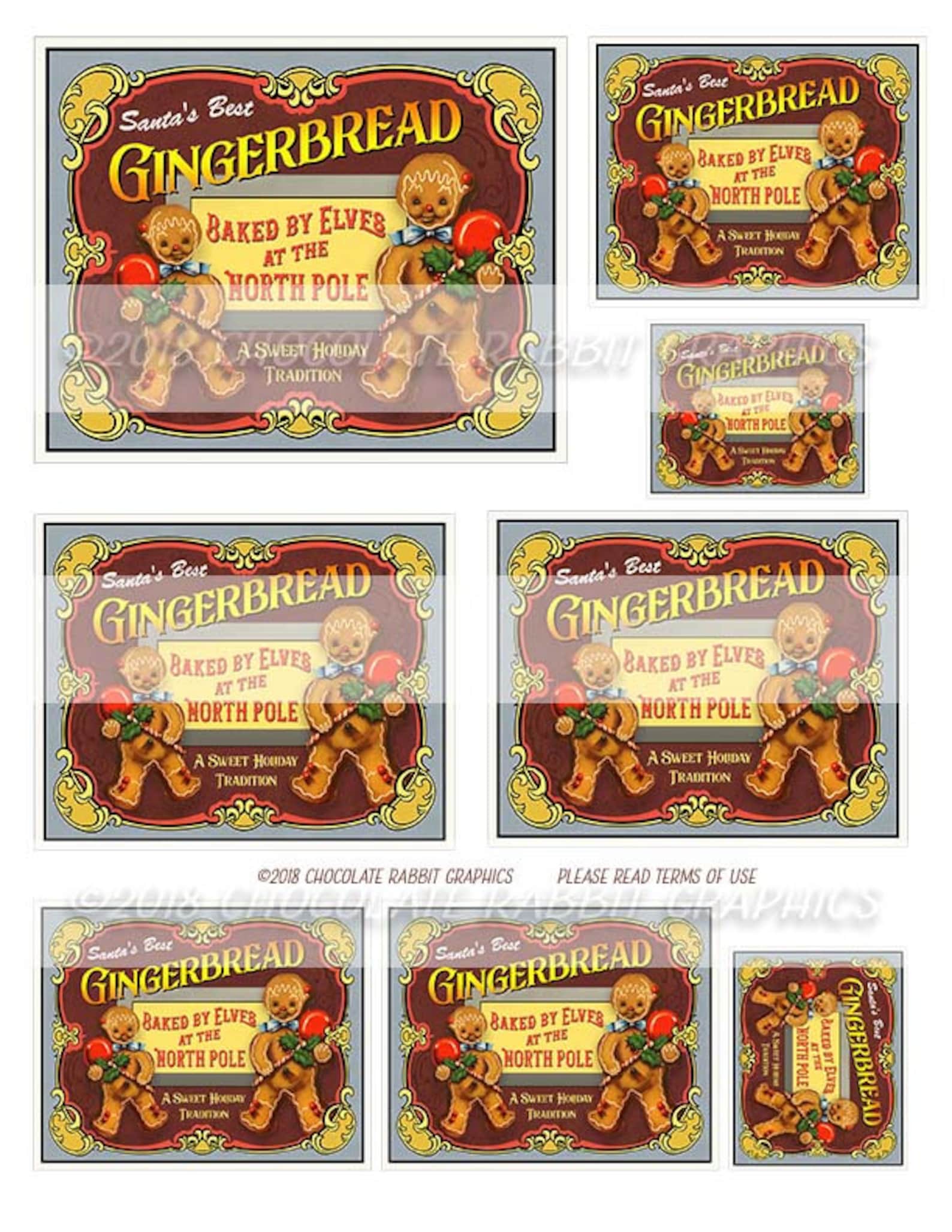 Christmas Gingerbread Labels Vintage Style Printable | Etsy