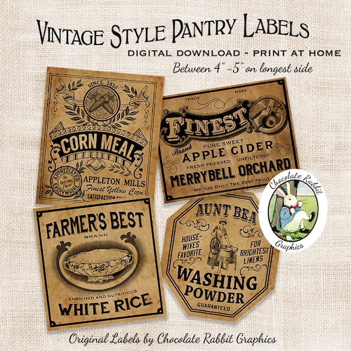 Vintage Kitchen Baking Labels Prim Primitive Digital Download - Etsy