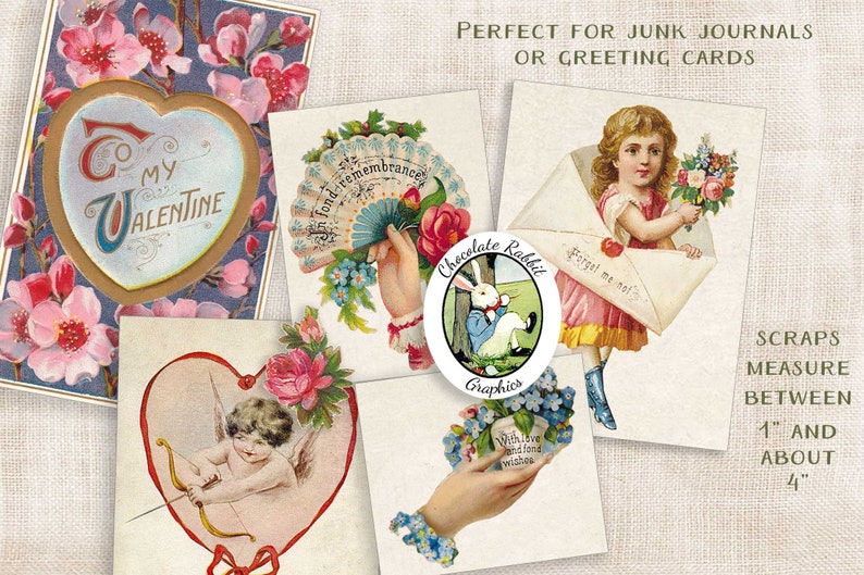 Valentine Junk Journal Ephemera Printable Shabby Tags and - Etsy