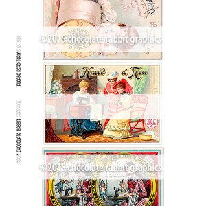 Sewing Trade Cards, Digital Vintage Victorian Stitching Thread Clip Art ...