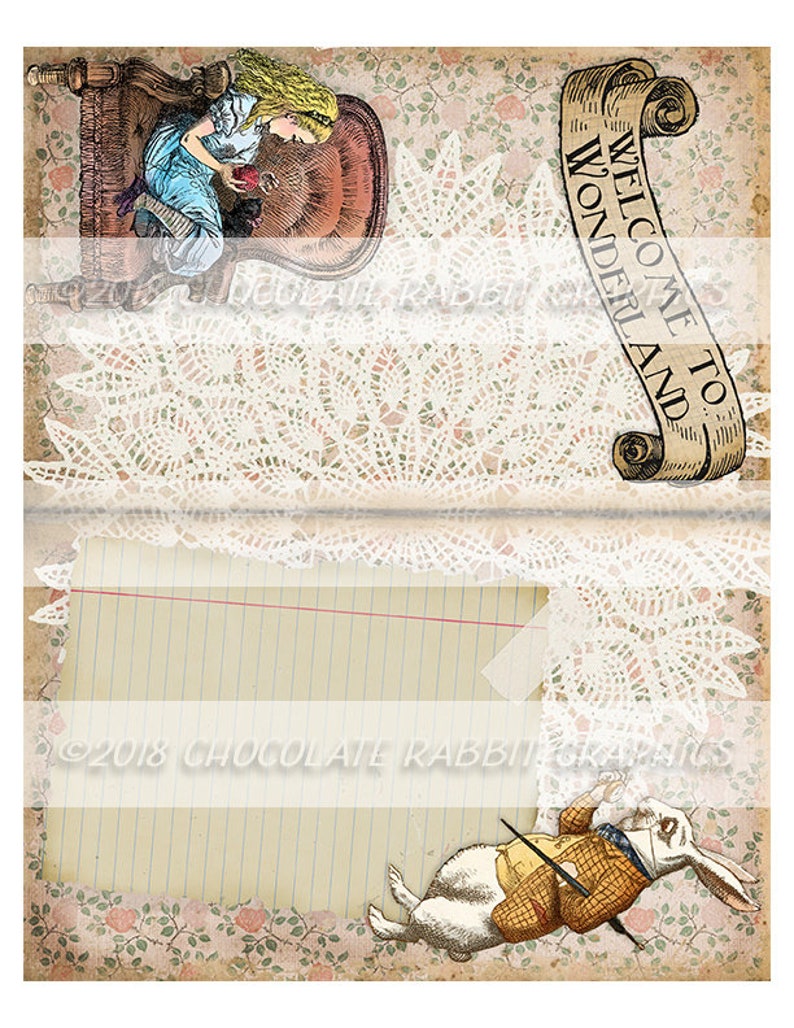 Printable Alice in Wonderland Junk Journal Pages Digital - Etsy