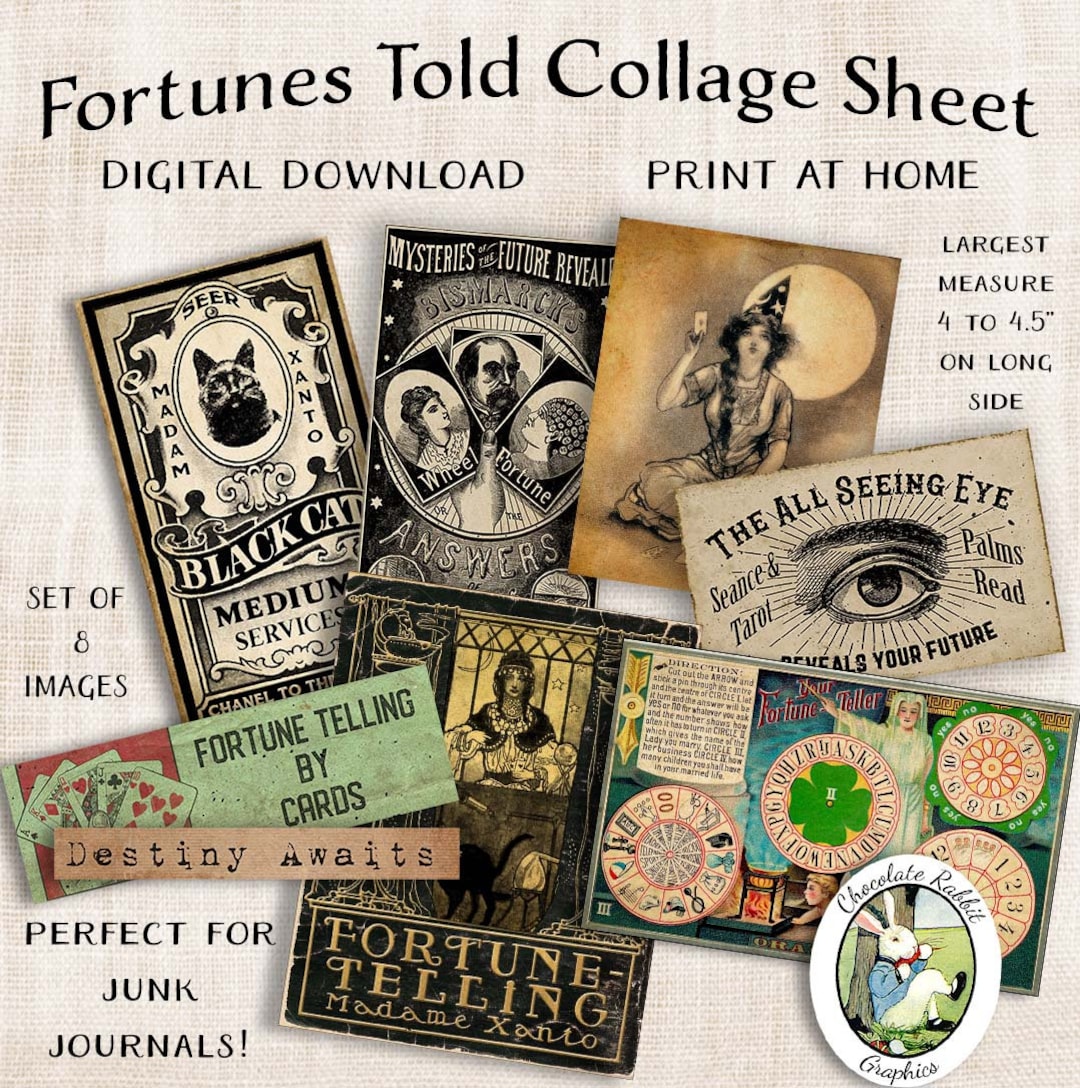 Halloween Fortune Teller Clip Art: Vintage Collage Sheet (digital ...