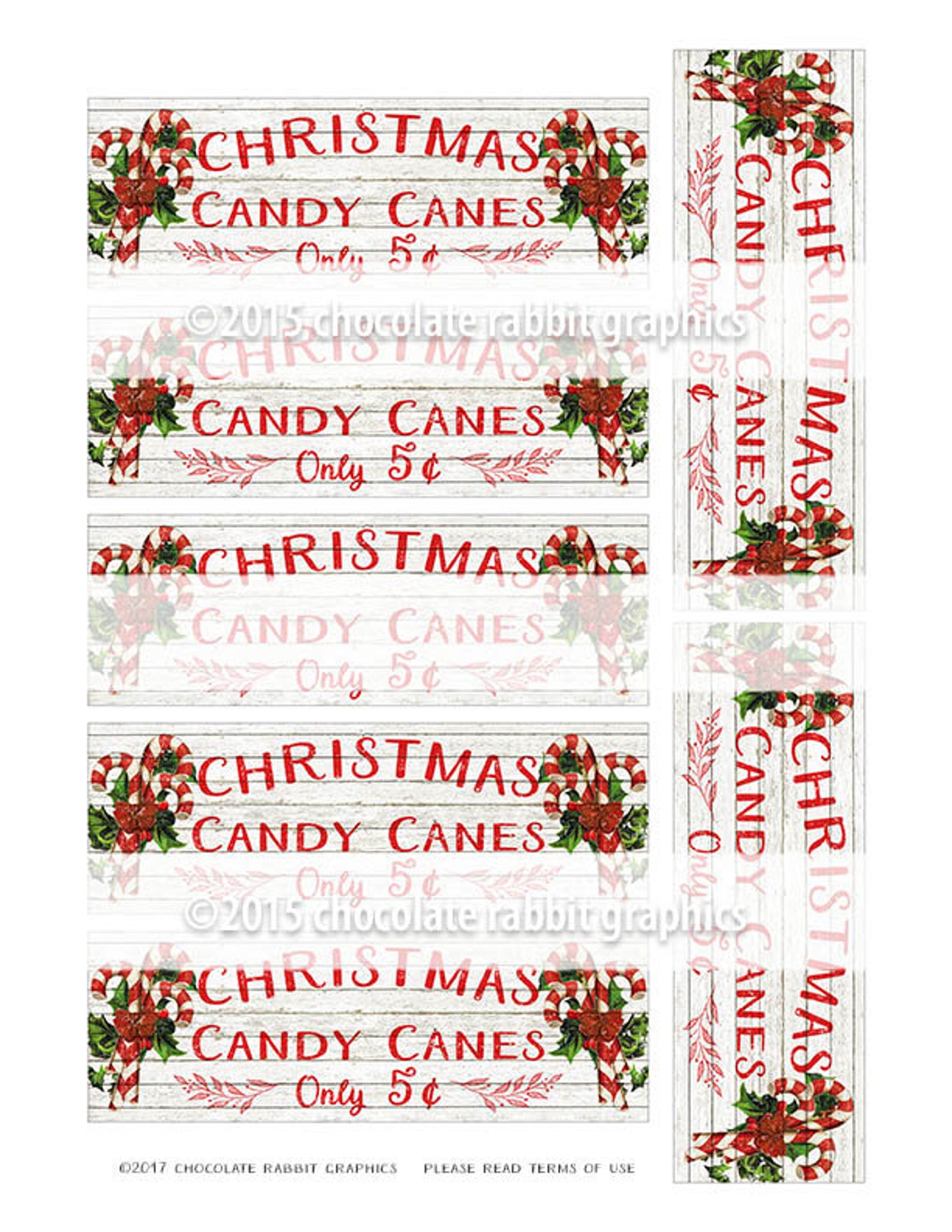 Christmas Sign Candy Cane Tags Printable Christmas Candy - Etsy