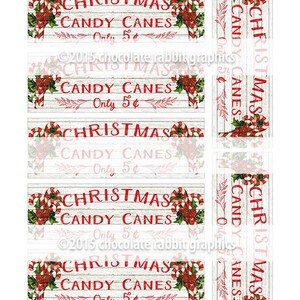 Christmas Sign, Candy Cane Tags, Printable Christmas Candy Labels ...