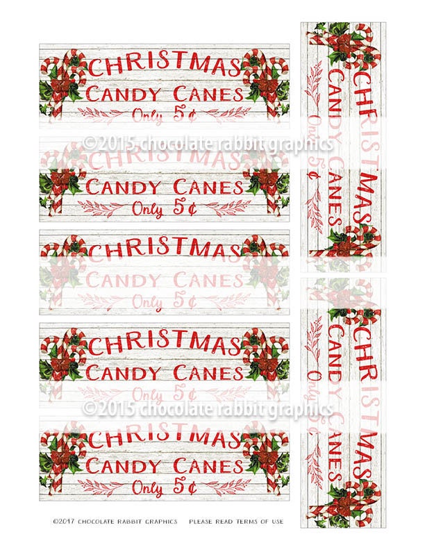 Christmas Sign Candy Cane Tags Printable Christmas Candy | Etsy