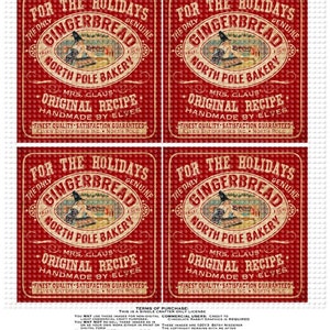 Gingerbread Label Printable: Vintage Christmas Clip Art (digital ...