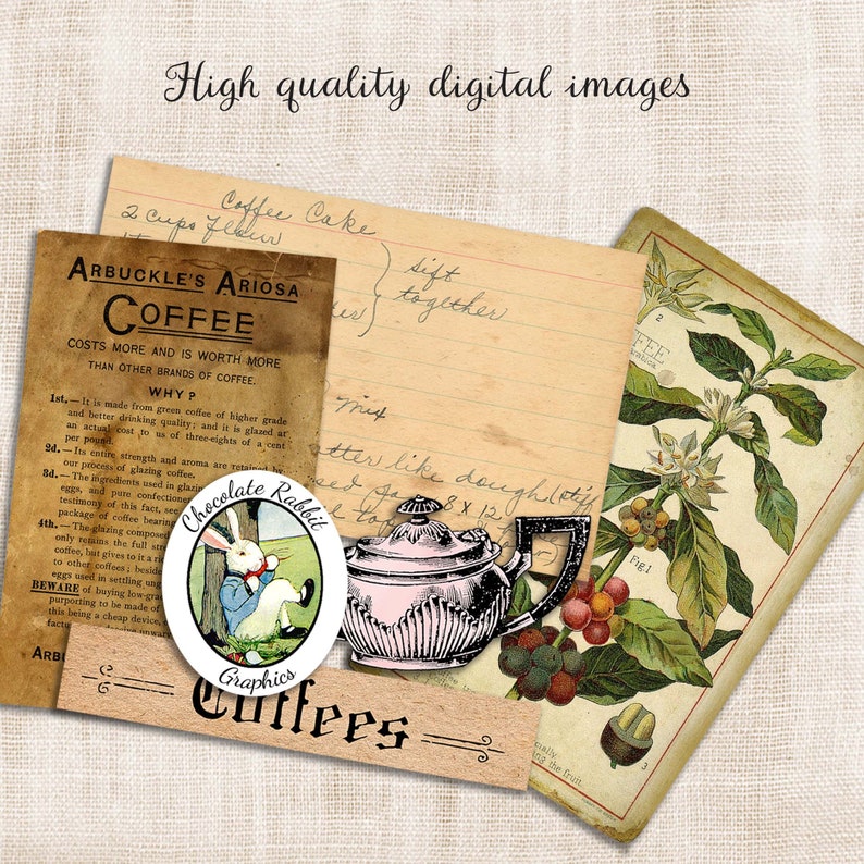 Vintage Coffee Ephemera Junk Journal Collage Sheet Scrapbook | Etsy