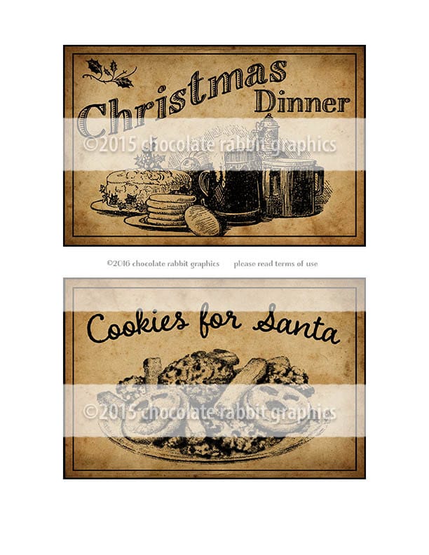 Primitive Country Christmas Labels, Printable Christmas Tags, Digital ...