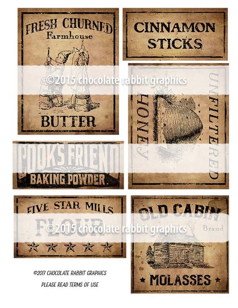 Primitive Pantry Labels: Aged Country Store Tags (digital Download) - Etsy