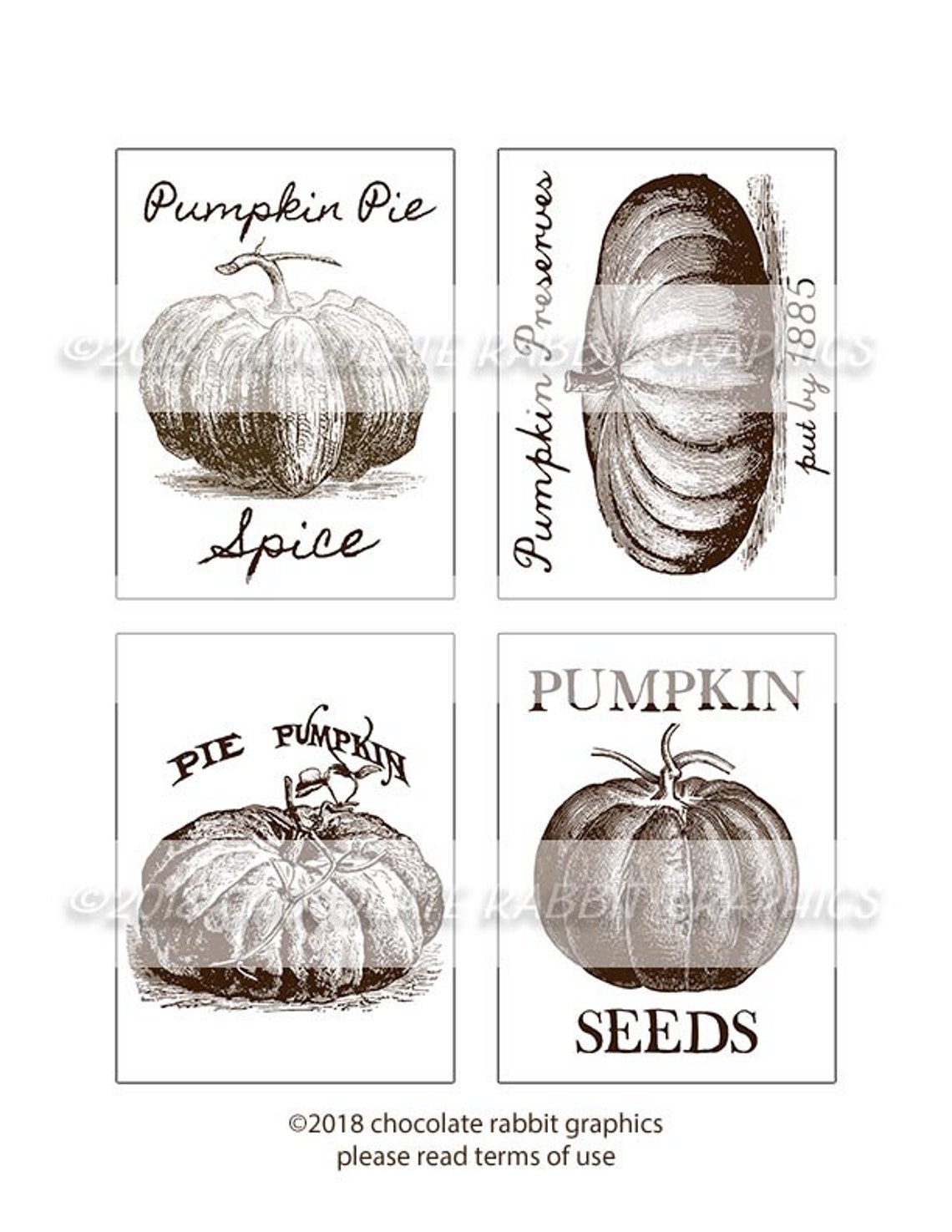 Vintage Style Pumpkin Labels Primitive Labels Country | Etsy