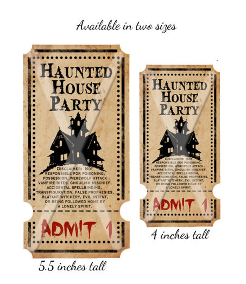 Halloween Haunted House Party Tickets Vintage Digital Download ...