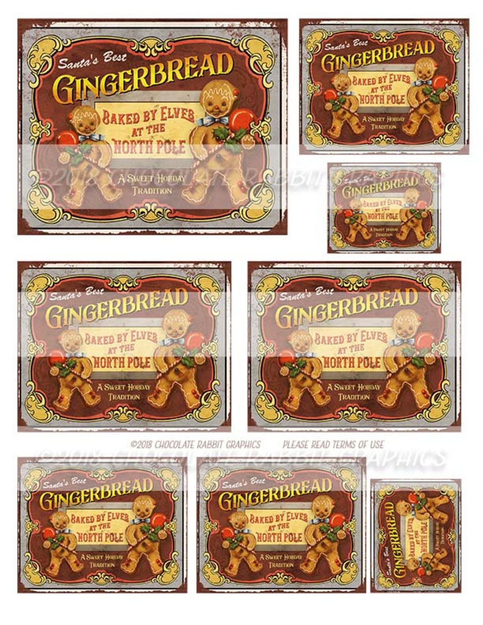 Christmas Gingerbread Labels Vintage Style Printable | Etsy
