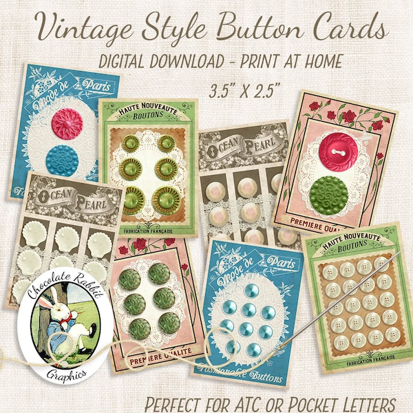 Vintage Button Cards - Etsy