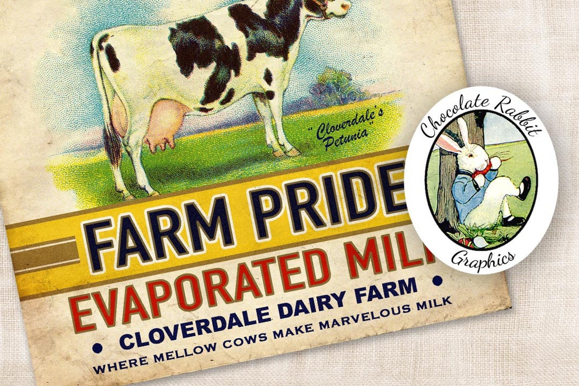 Printable Kitchen Labels Vintage Milk Label Primitive Clip | Etsy