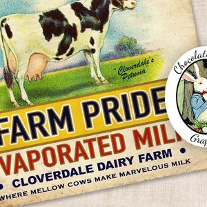 Printable Kitchen Labels, Vintage Milk Label, Primitive Clip Art ...