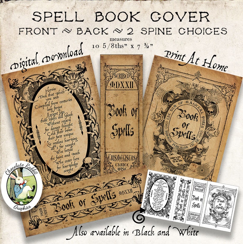 Halloween Spell Book Vintage Witch Style Digital Download - Etsy