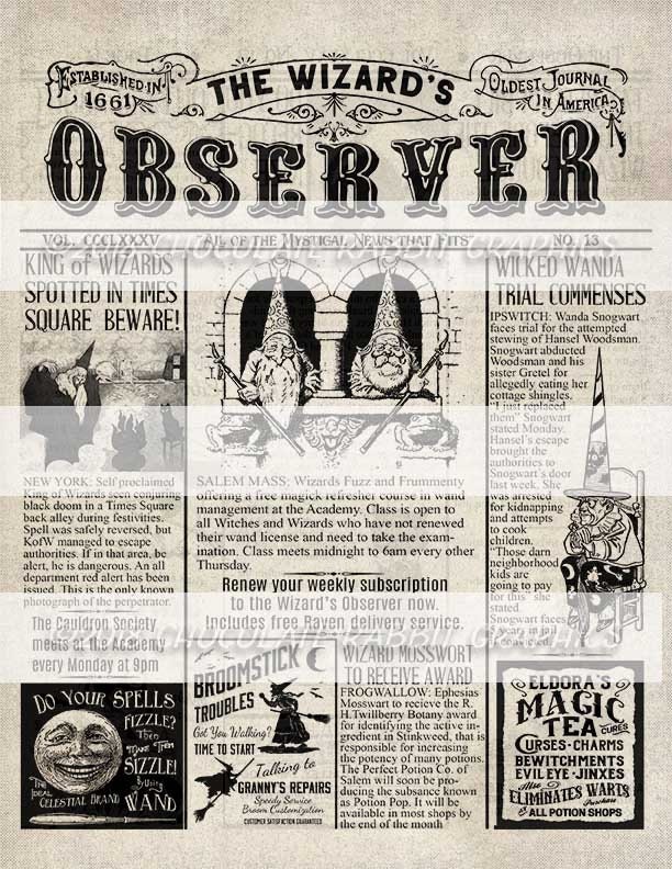 Halloween Witch & Wizard Newspaper Vintage Style Junk Journal - Etsy