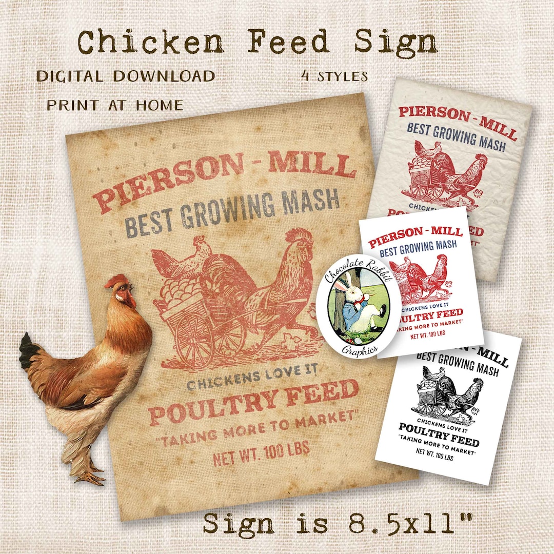 Chicken Feed Sack Sign, Digital Download, Country Vintage Style ...