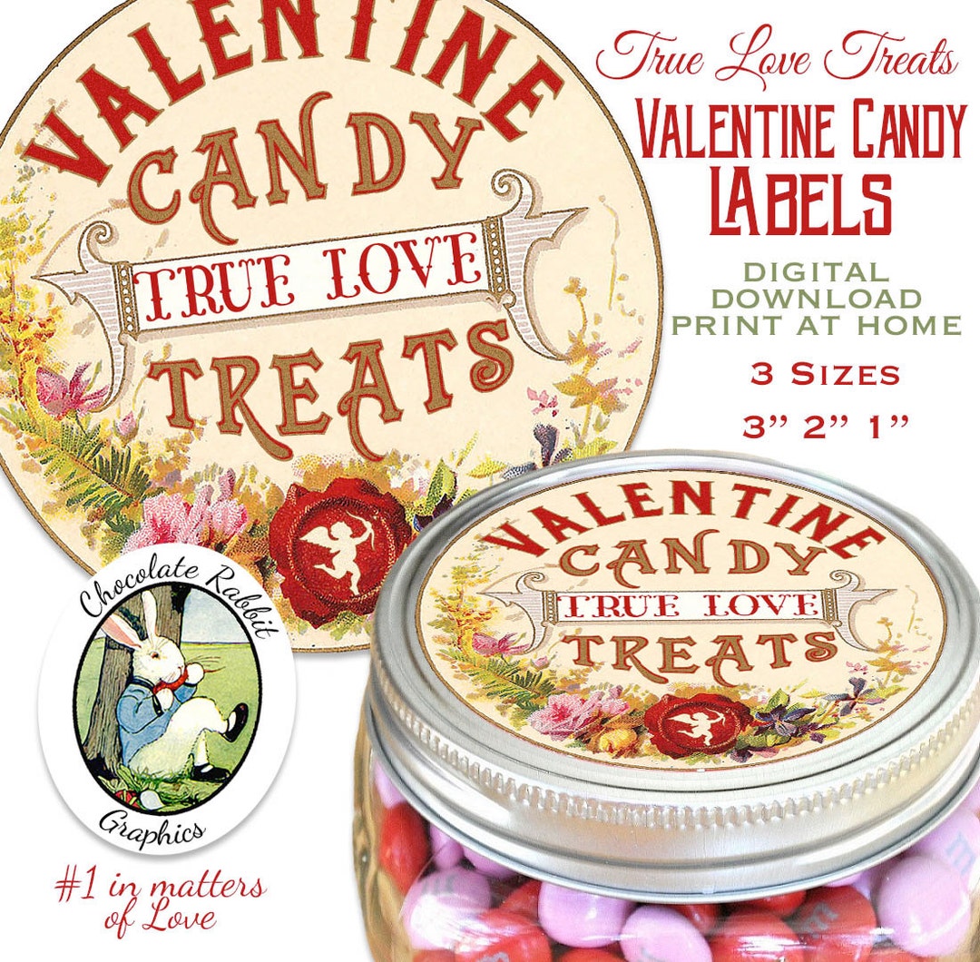 Valentine Candy Label Circles Instant Digital Download Printable DIY ...