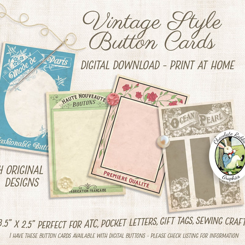 Vintage Button Cards - Etsy