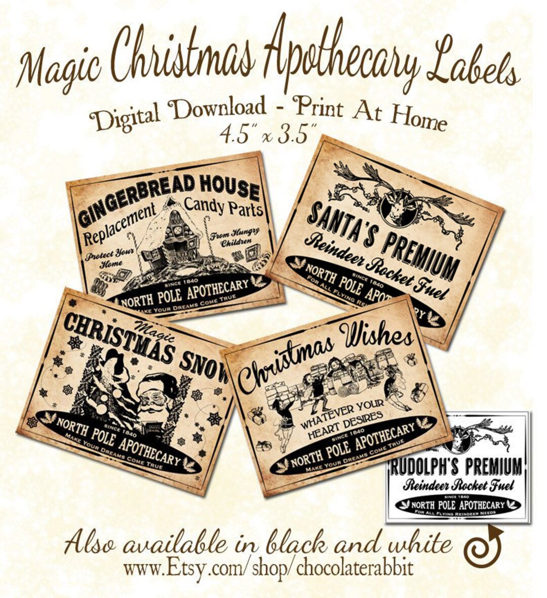 Christmas Apothecary Potion Labels, Digital Holiday Gift Tags ...