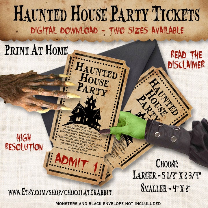 Halloween Haunted House Party Tickets Vintage Digital Download | Etsy