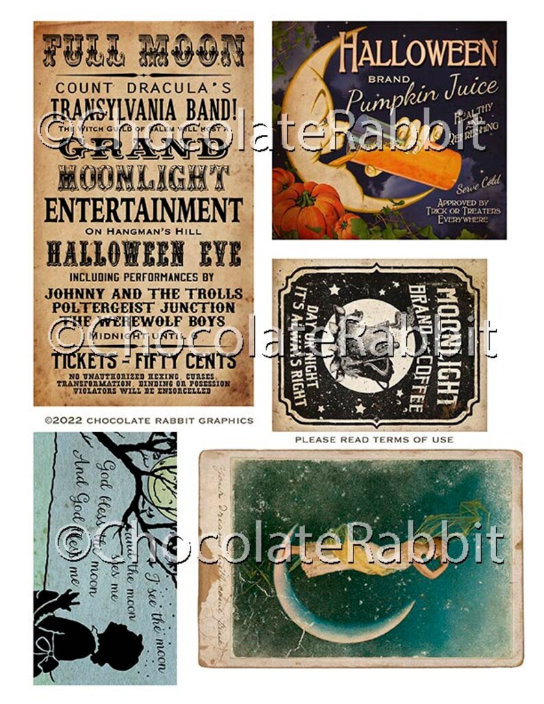 Moon Clip Art for Junk Journals, Ephemera Digital Download, Vintage ...