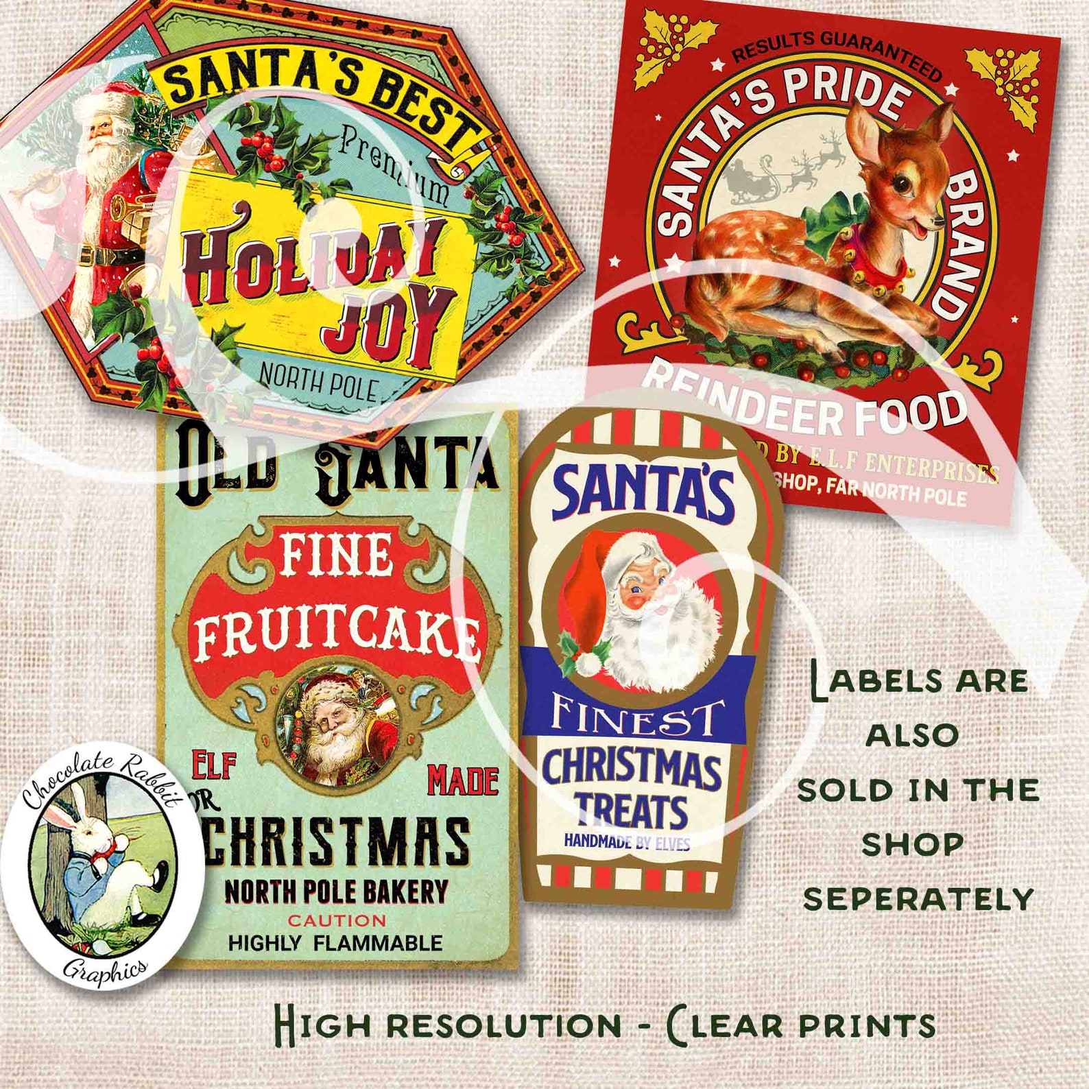 Digital Christmas Treats Label Collection, Printable Santa Journal ...