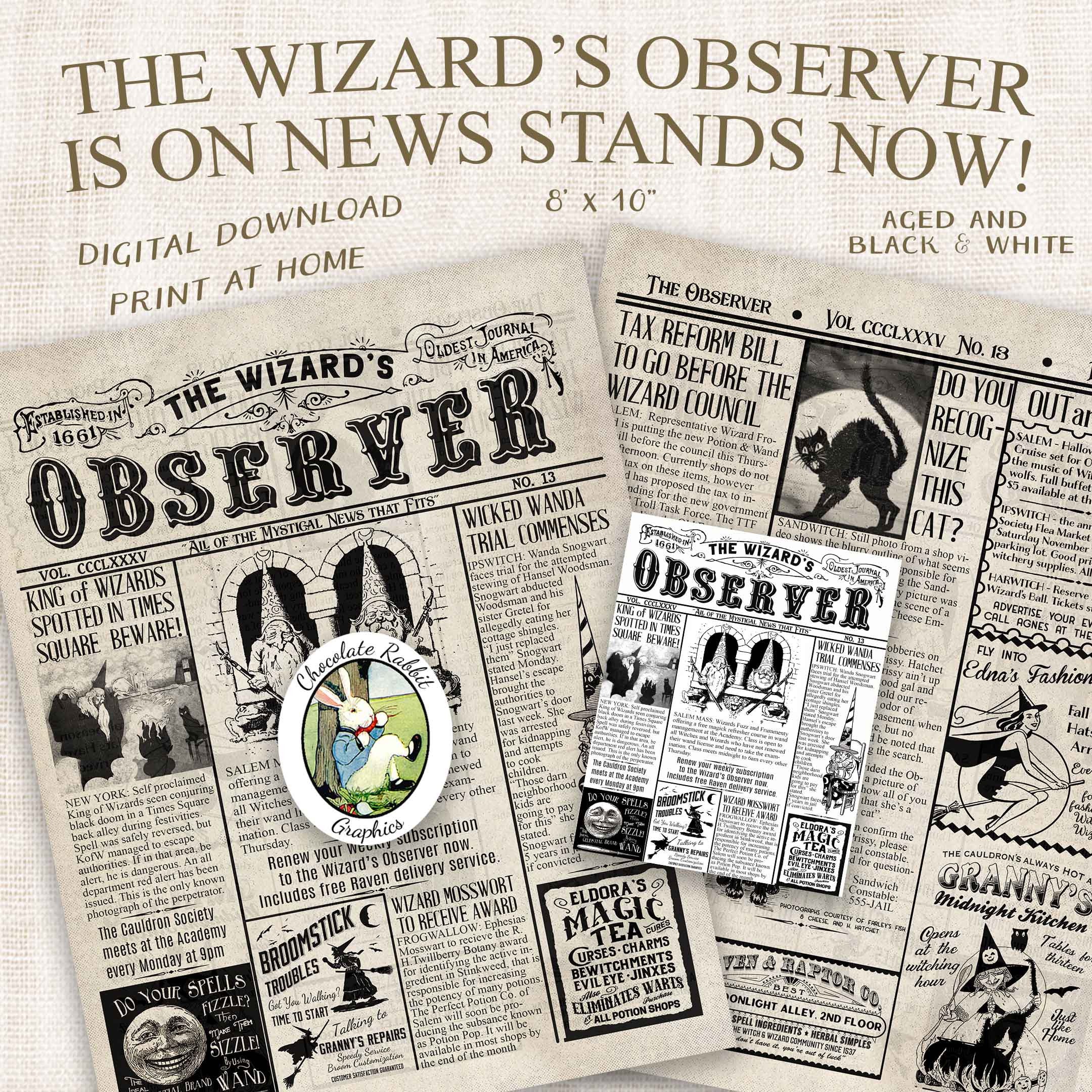 Halloween Witch & Wizard Newspaper Vintage Style Junk Journal - Etsy