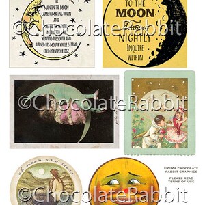 Moon Clip Art for Junk Journals, Ephemera Digital Download, Vintage ...