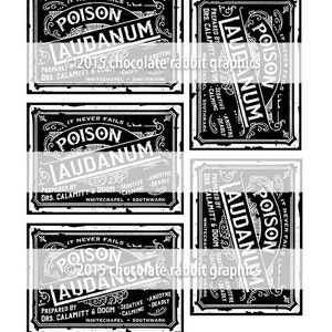 Laudanum Victorian Apothecary Bottle Label, Digital Halloween, Vintage ...