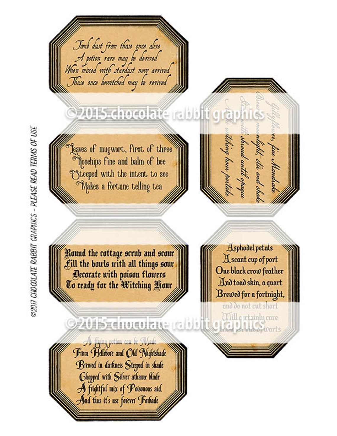 Halloween Spell Cards Tags Potion Labels Spellbook Primitive - Etsy