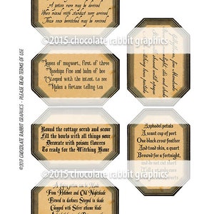 Halloween Spell Cards Tags Potion Labels Spellbook Primitive Digital ...