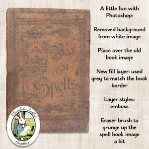Witch Spell Book Cover Halloween Vintage Style Digital Download ...