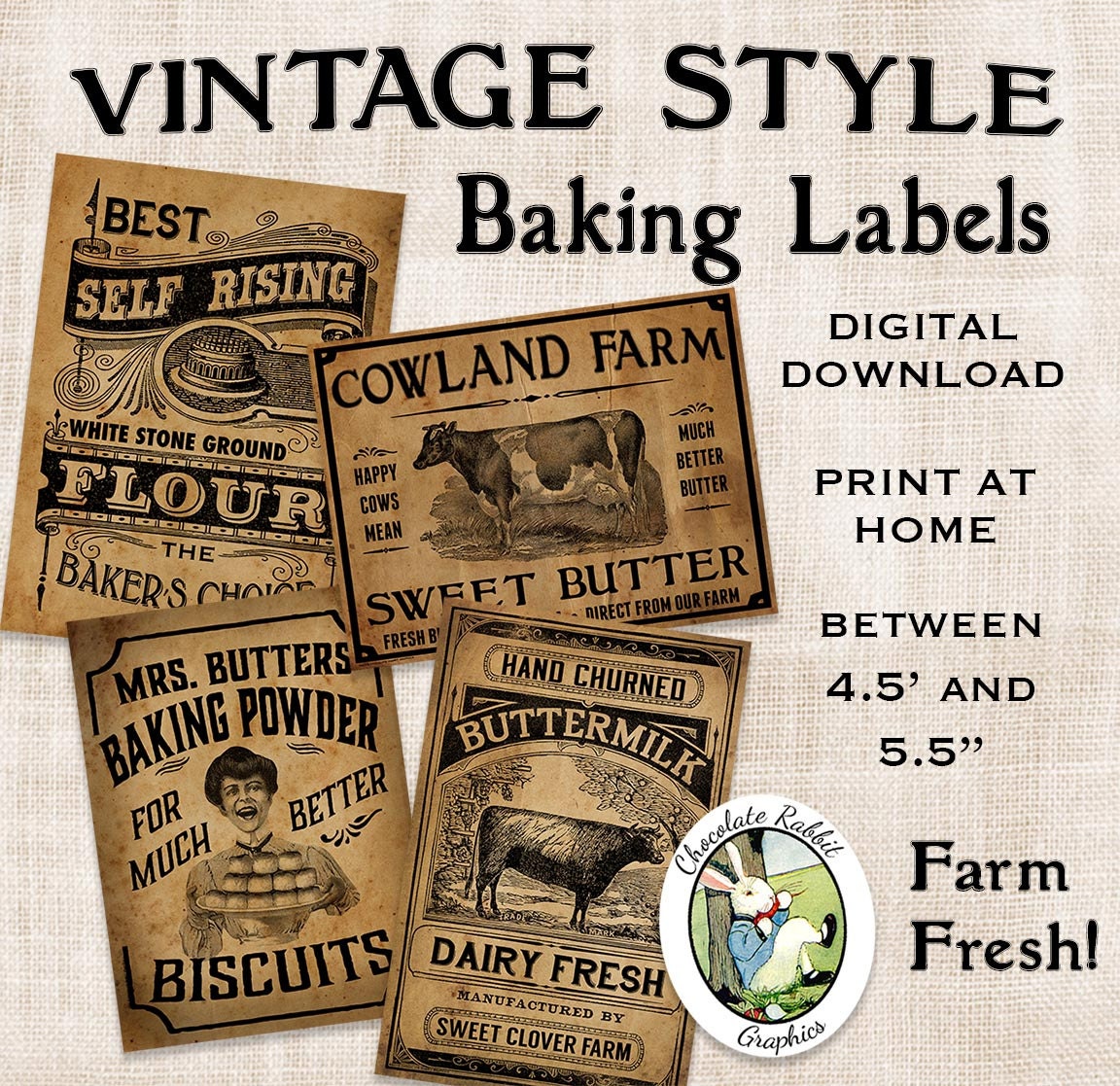 Vintage Kitchen Baking Labels Prim Primitive Digital Download | Etsy