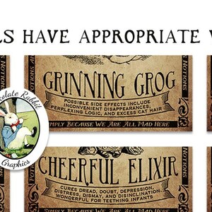 Alice in Wonderland Clip Art Apothecary Labels Printable Digital ...