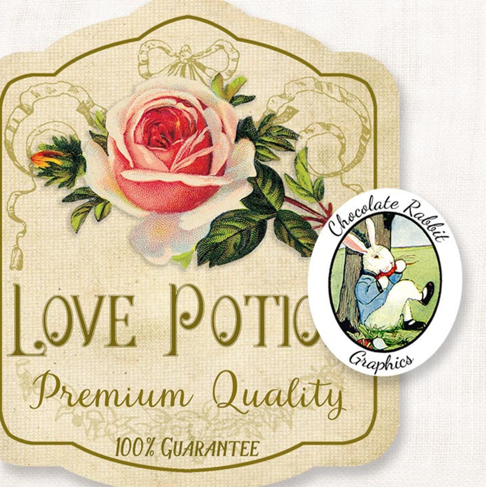 Love Potion Valentine Label, Digital Gift Tag, Junk Journal Ephemera ...