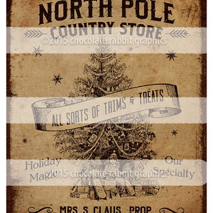 Christmas Country Store Sign, Digital Primitive Tree, Vintage Prim ...