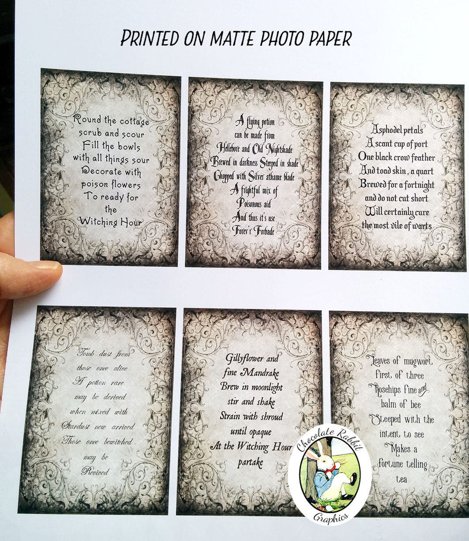 Halloween Witch Spell Tags Cards Clip Art Primitive Digital | Etsy