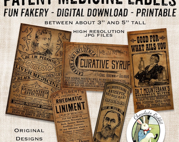 DRUG STORE LABELS - 12 Reproduction Vintage Apothecary Labels, Antique ...