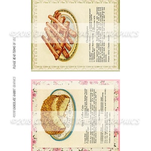 Vintage Recipe Cards: Printable Country Kitchen Decor (digital Download ...