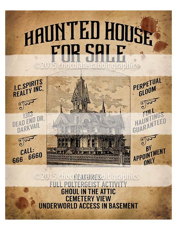 White Haunted House Flyers Poster Haunted House Silhouette Collection