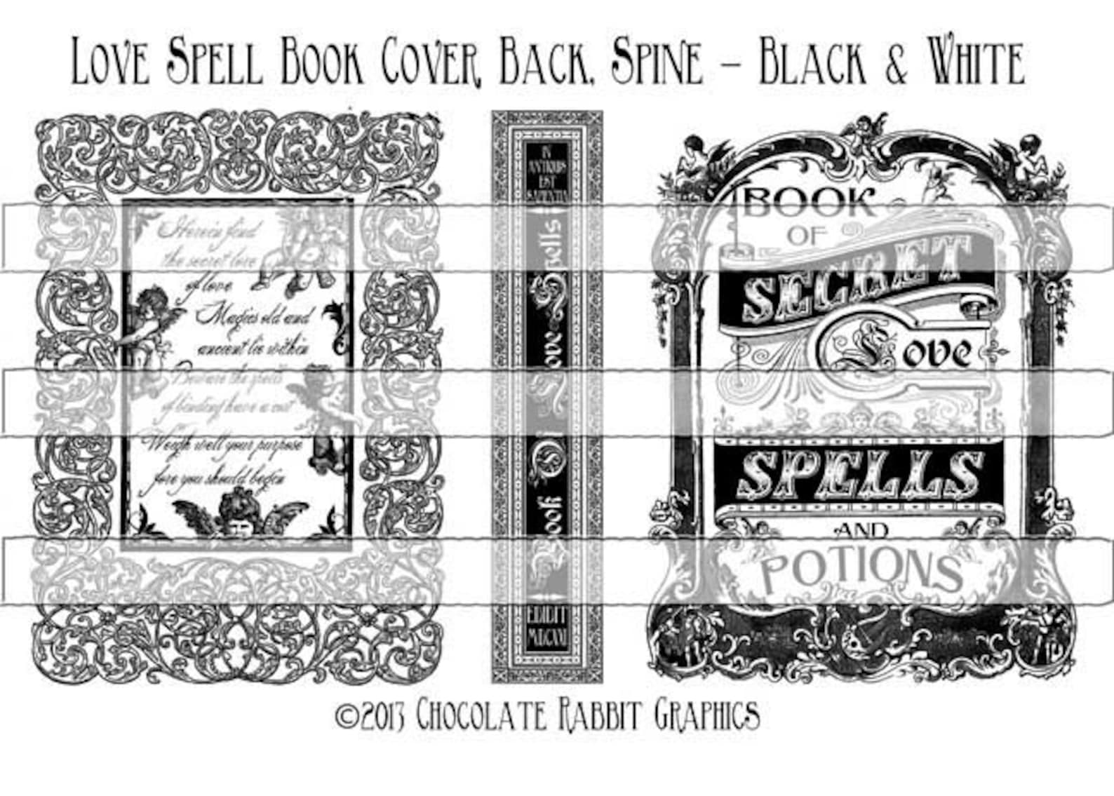 Love Spell Book Cover Witch Digital Download Printable DIY - Etsy