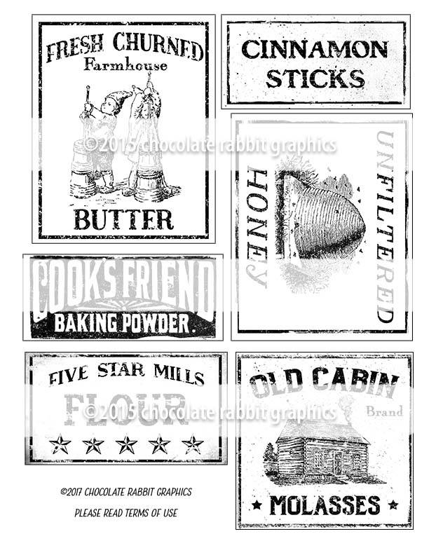 Primitive Pantry Labels: Aged Country Store Tags (digital Download) - Etsy