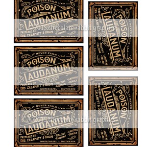 Laudanum Victorian Apothecary Bottle Label, Digital Halloween, Vintage ...