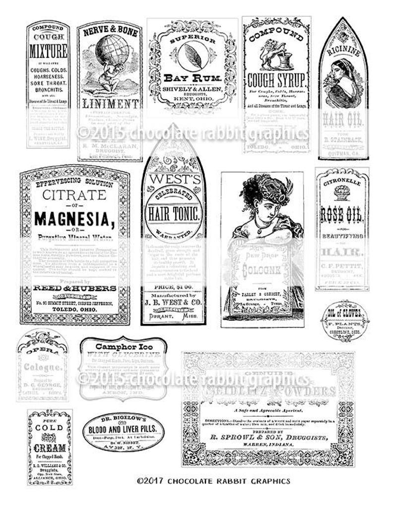 Vintage Apothecary Label Sheet Digital Antique Pharmacy Label - Etsy