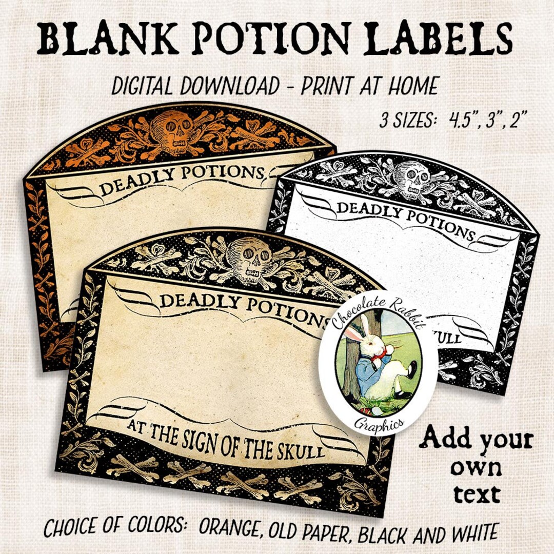 Blank Halloween Potion Bottle Labels, Digital Halloween Tags, Witch ...