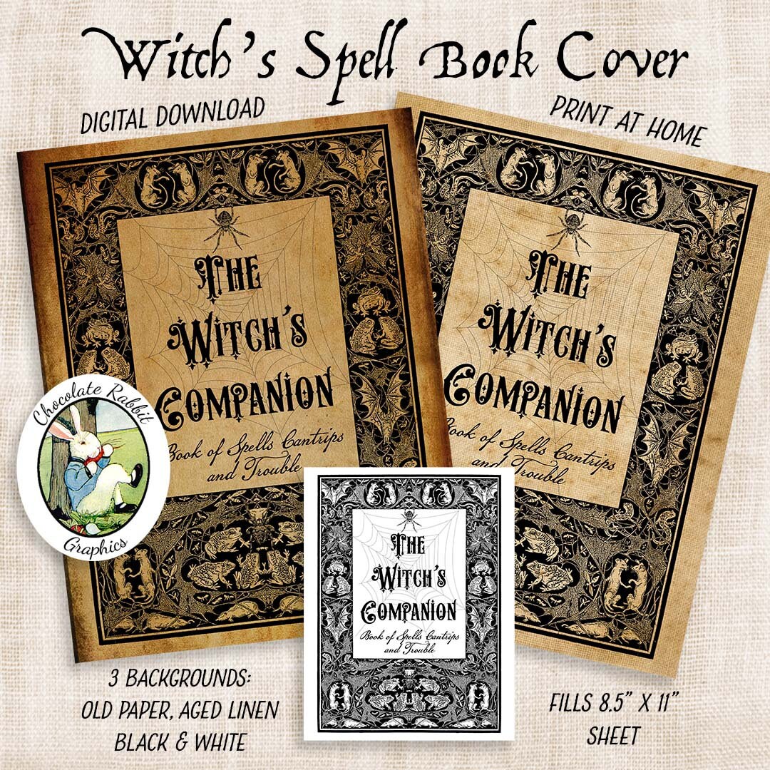 Halloween Witch Companion Spell Book Cover, Printable Spell Book ...