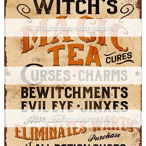 Halloween Witch Tea Printable Sign Vintage Digital Download | Etsy